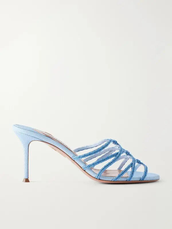 AQUAZZURA Rope 75 Raffia-trimmed Cord Mules