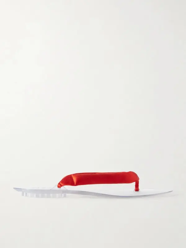 Alaïa Jelly Satin-trimmed Flip Flop Sandals - Red