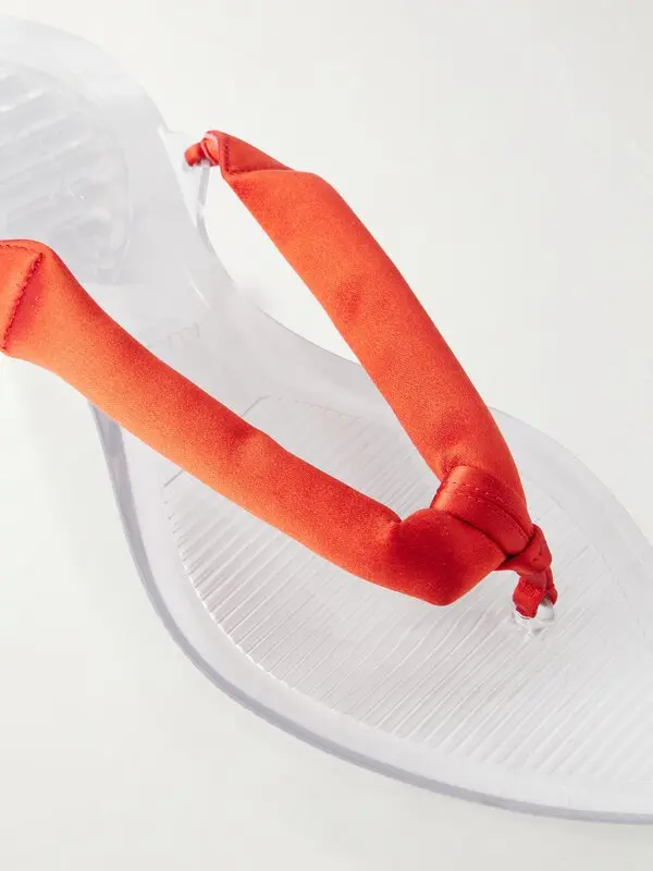 Alaïa Jelly Satin-trimmed Flip Flop Sandals - Red