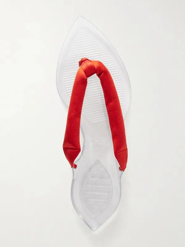 Alaïa Jelly Satin-trimmed Flip Flop Sandals - Red