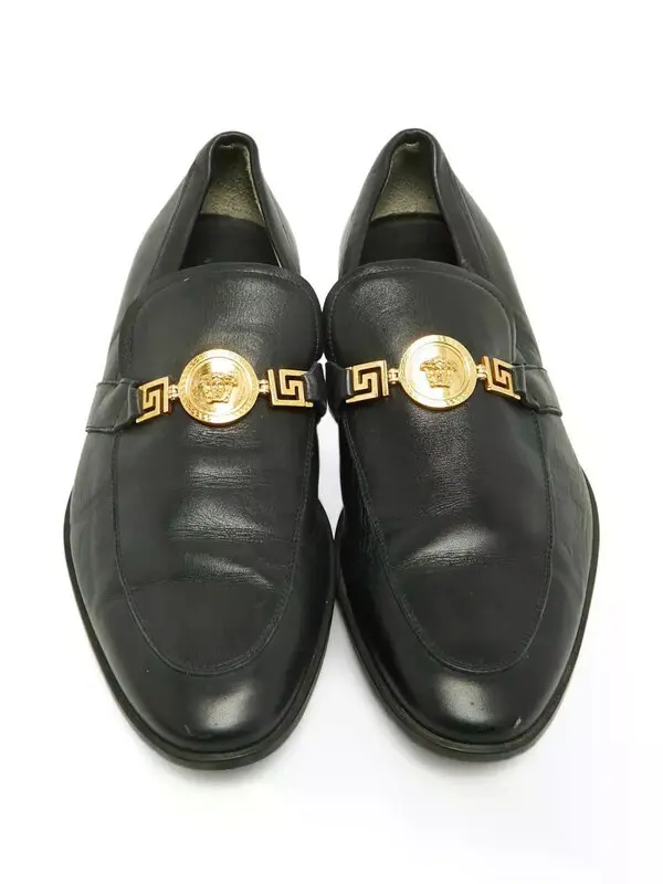 Versace Medusa Buckle Leather Loafers
