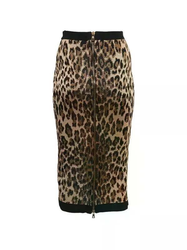 Balmain Leopard-jacquard Midi Pencil Skirt