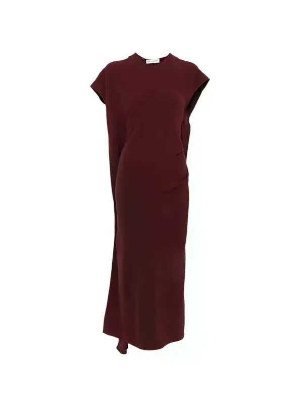 Victoria Beckham Draped Asymmetric Midi Dress - Red