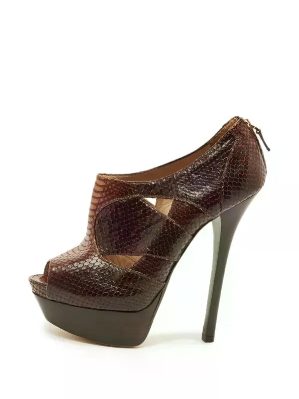 Fendi Python-embossed Peep-toe Sandals