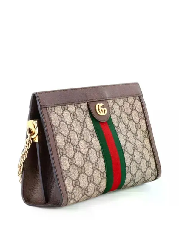 Gucci Ophidia Chain Shoulder Bag Gg Coated Canvas - Brown