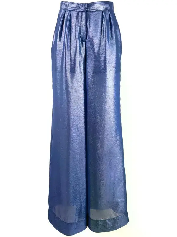 Alberta Ferretti Metallic-finish Wide-leg Trousers - Blue