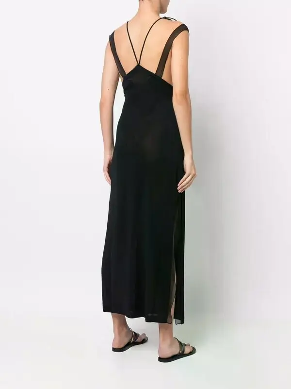 Alberta Ferretti Halterneck Mesh Silk Maxi Dress