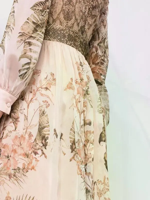 Alberta Ferretti Floral Snakeskin-print Maxi Dress