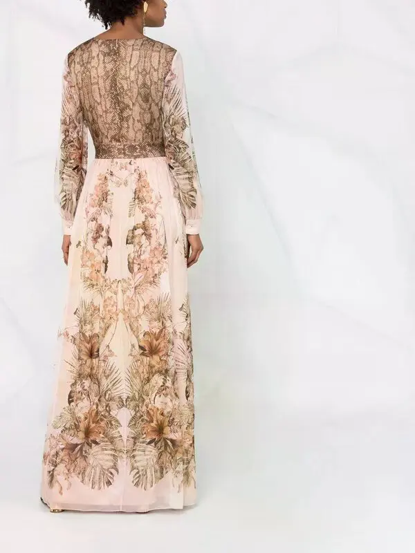 Alberta Ferretti Floral Snakeskin-print Maxi Dress
