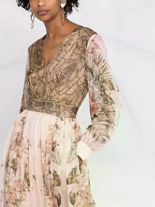 Alberta Ferretti Floral Snakeskin-print Maxi Dress