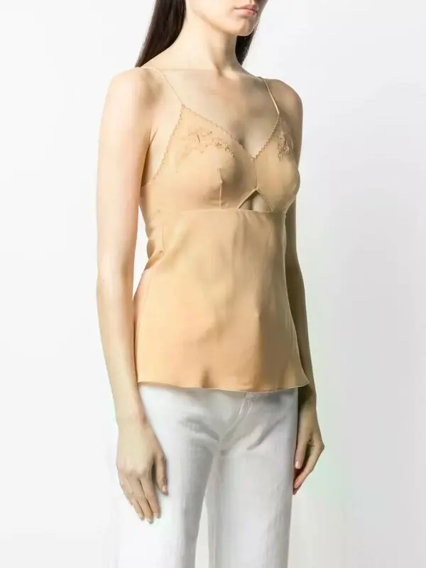 Alberta Ferretti Floral-embroidered Silk Cami - Neutrals