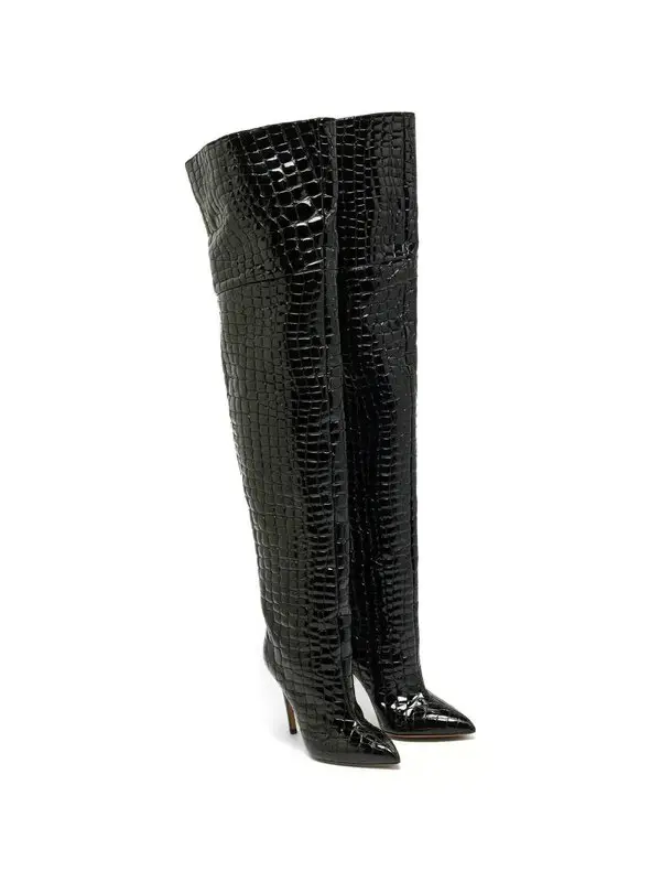 Paris Texas Croc-embossed Over-the-knee Stiletto Boots