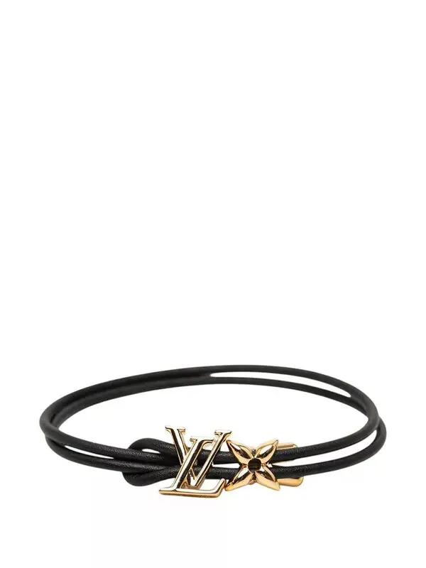 LOUIS VUITTON Leather Bloom Bracelet - Black