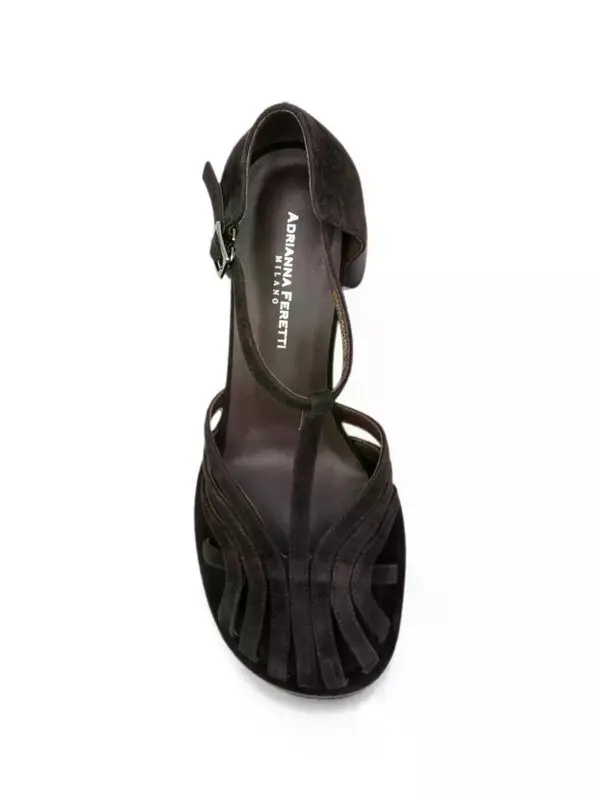 ADRIANNA FERETTI Suede T-bar Sandals - Brown