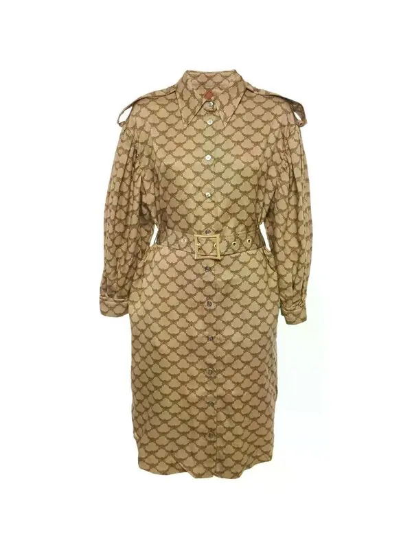 Mcm Monogram Belted Mini Dress - Brown