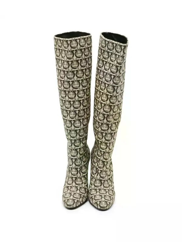 FERRAGAMO Gancini Canvas Knee-high Boots