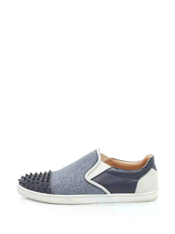 CHRISTIAN LOUBOUTIN Navy Studded Low-top Slip-on Sneakers - Blue