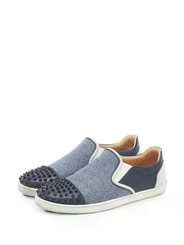 CHRISTIAN LOUBOUTIN Navy Studded Low-top Slip-on Sneakers
