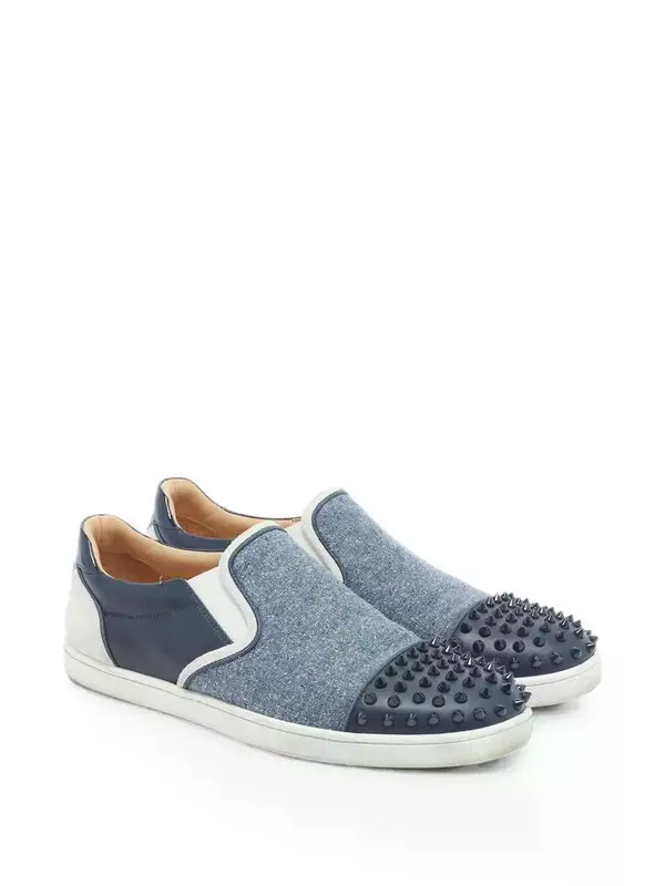 CHRISTIAN LOUBOUTIN Navy Studded Low-top Slip-on Sneakers
