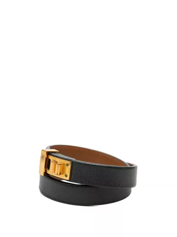 Hermès 2016 Swift Leather Double Tour Bracelet - Black