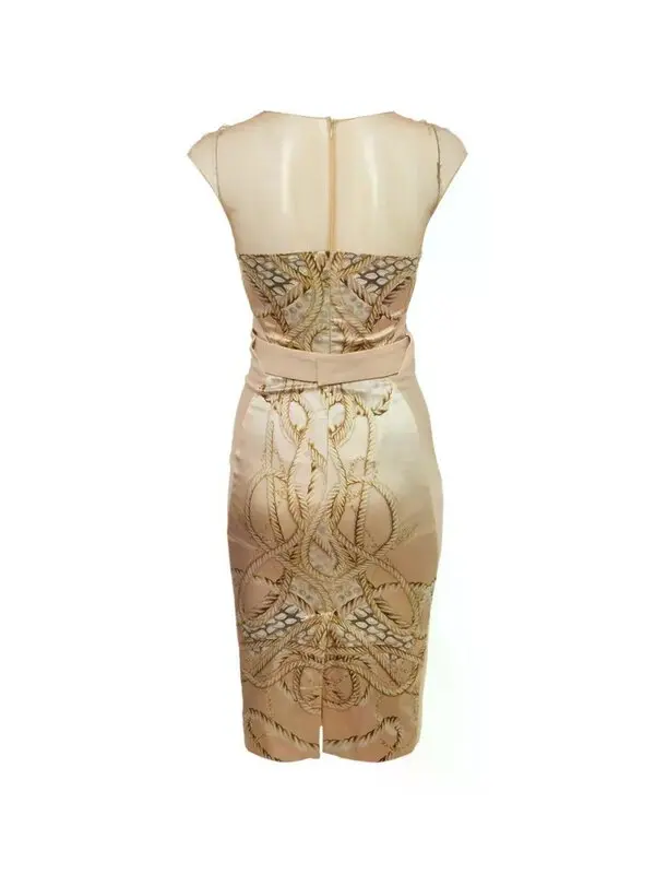 Zuhair Murad Baroque Print Mesh Panel Midi Dress