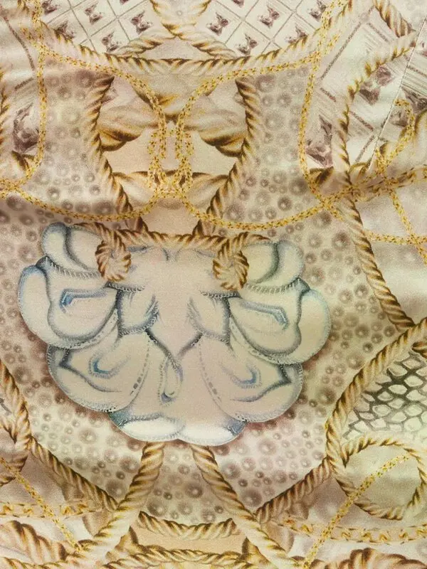 Zuhair Murad Baroque Print Mesh Panel Midi Dress