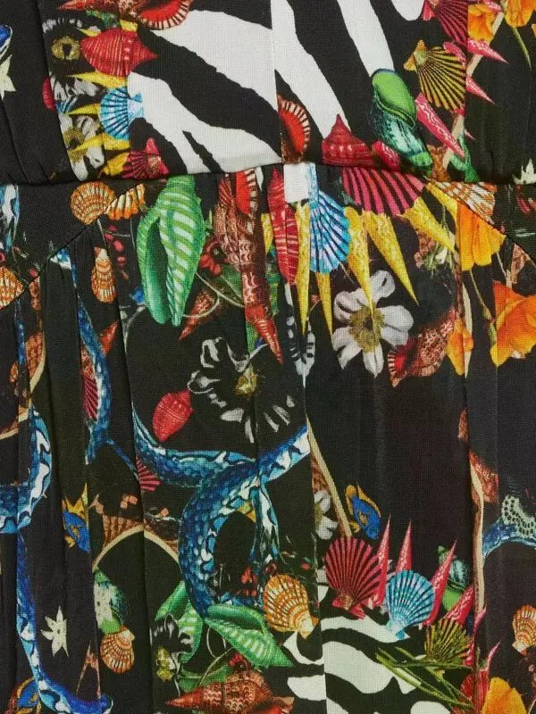 Roberto Cavalli Maxi Dress With Seashell And Zebra Print