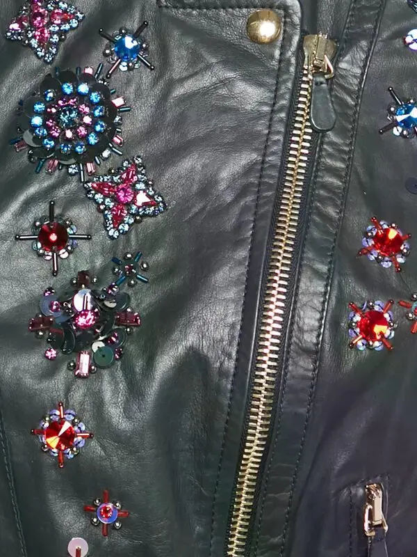 Roberto Cavalli Embellished Leather Biker Jacket