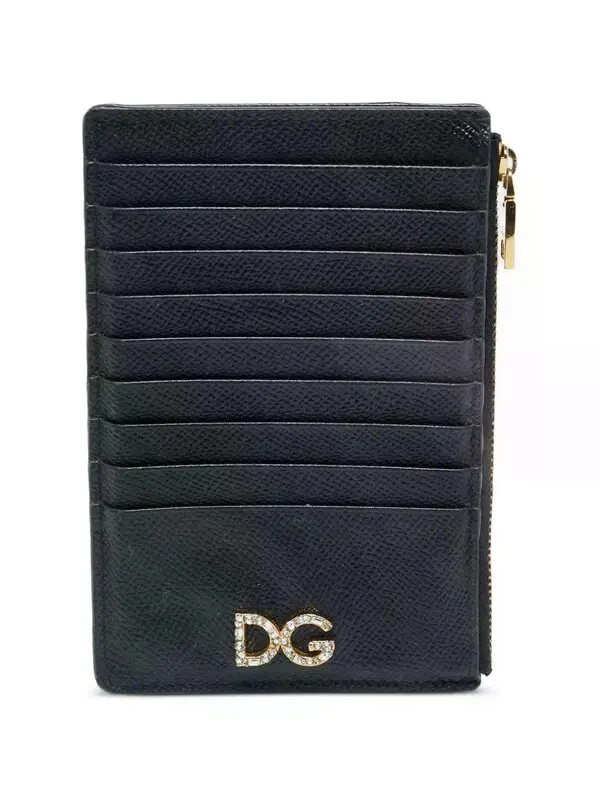 Dolce & Gabbana Dg-plaque Crystal-embellished Card Holder - Black