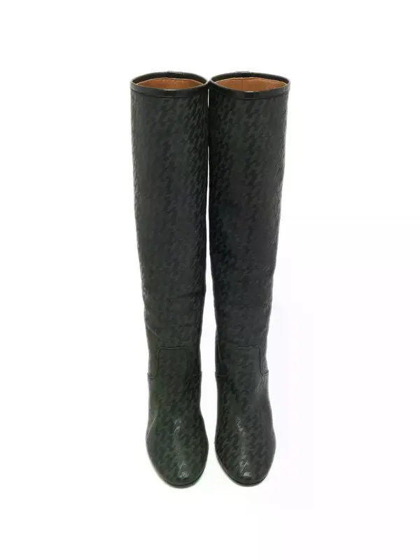 Hermès H Logo Print Knee-high Block Heel Boots
