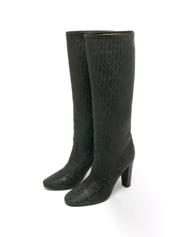 Hermès H Logo Print Knee-high Block Heel Boots