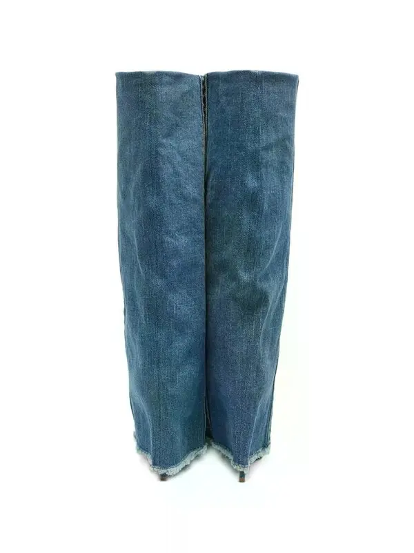 LE SILLA Pointed-toe Denim Mid-calf Boots