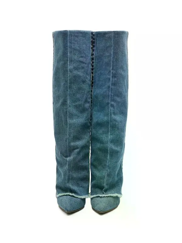 LE SILLA Pointed-toe Denim Mid-calf Boots
