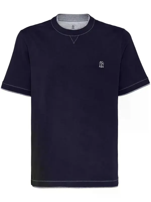 Brunello Cucinelli Logo-embroidered Contrast-trim T-shirt