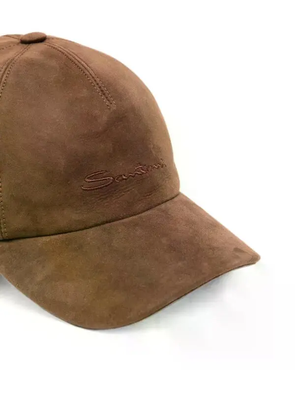 Santoni Embroidered Suede Cap