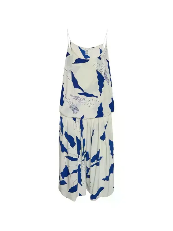 Diane Von Furstenberg Abstract Print Silk Jumpsuit - White