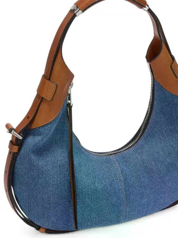 Moschino Denim And Leather Shoulder Bag