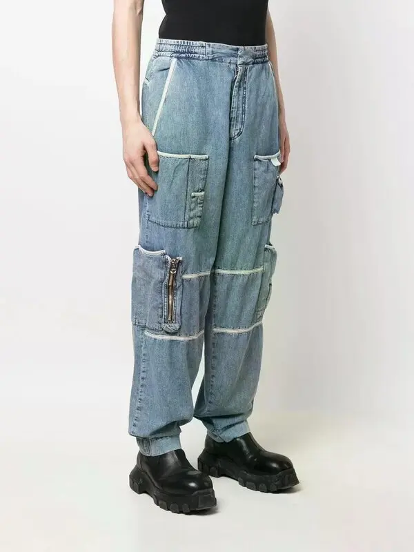 DIESEL® Wide Leg Cargo Distressed Jeans