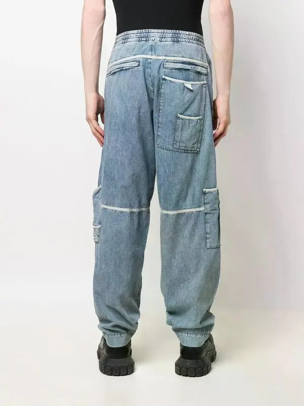 DIESEL® Wide Leg Cargo Distressed Jeans