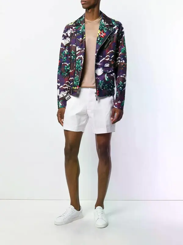 Dsquared2 Tropical Print Biker Jacket
