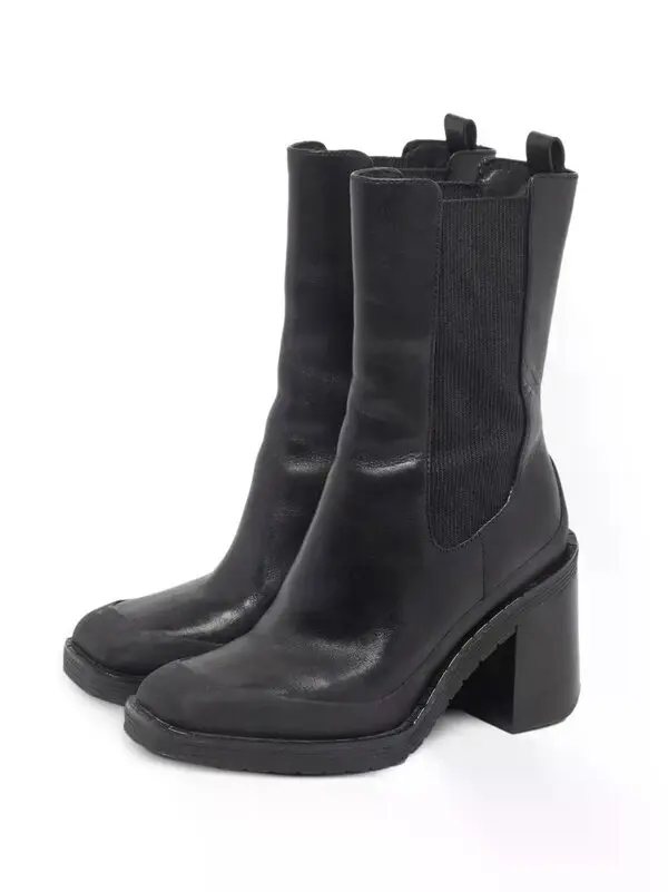 Tory Burch Leather Square Toe Block Heel Boots