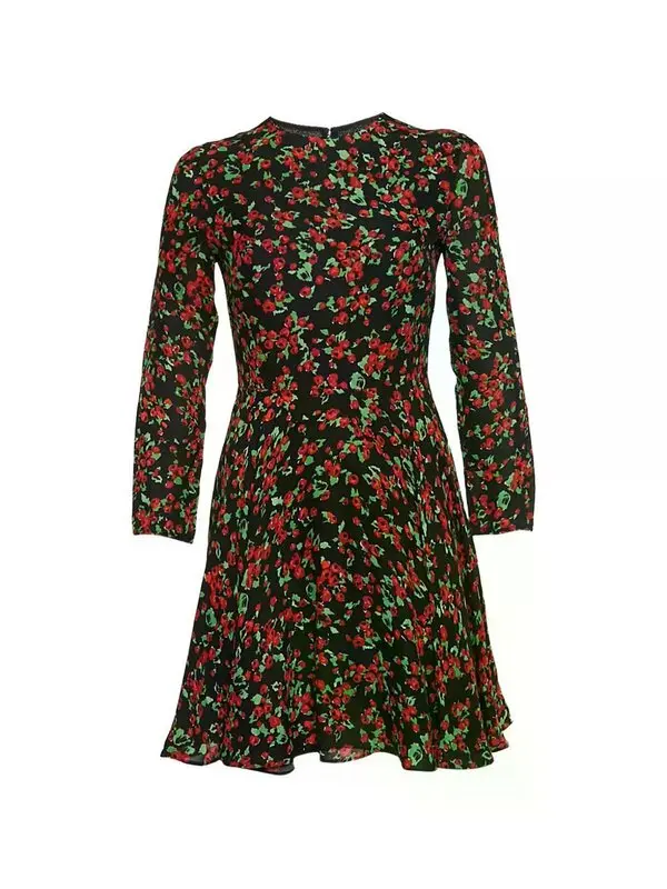 Valentino Garavani Floral Print Silk Mini Dress - Black