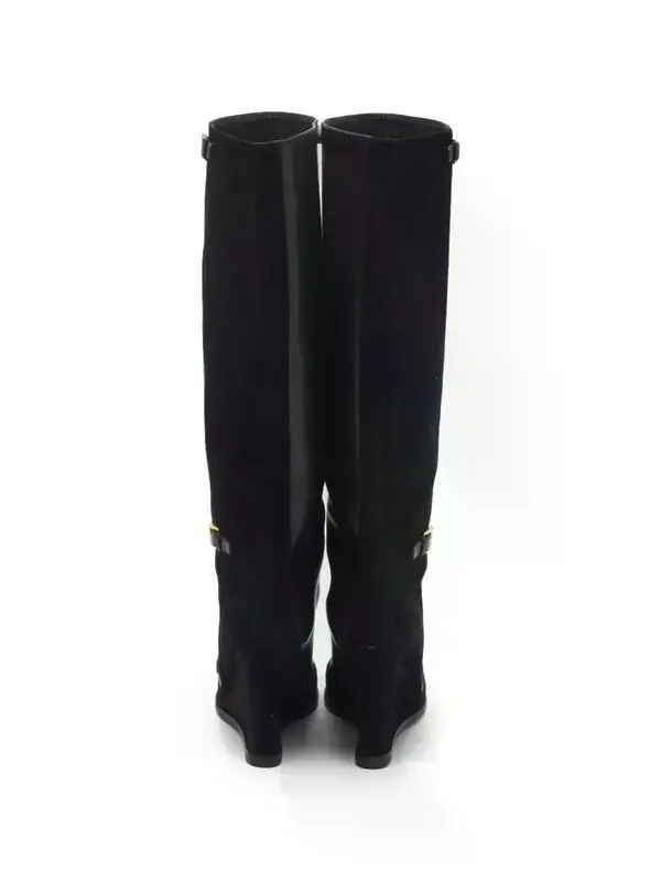 LOUIS VUITTON Wedge Boots With Engraved Studs And Buckle Detail