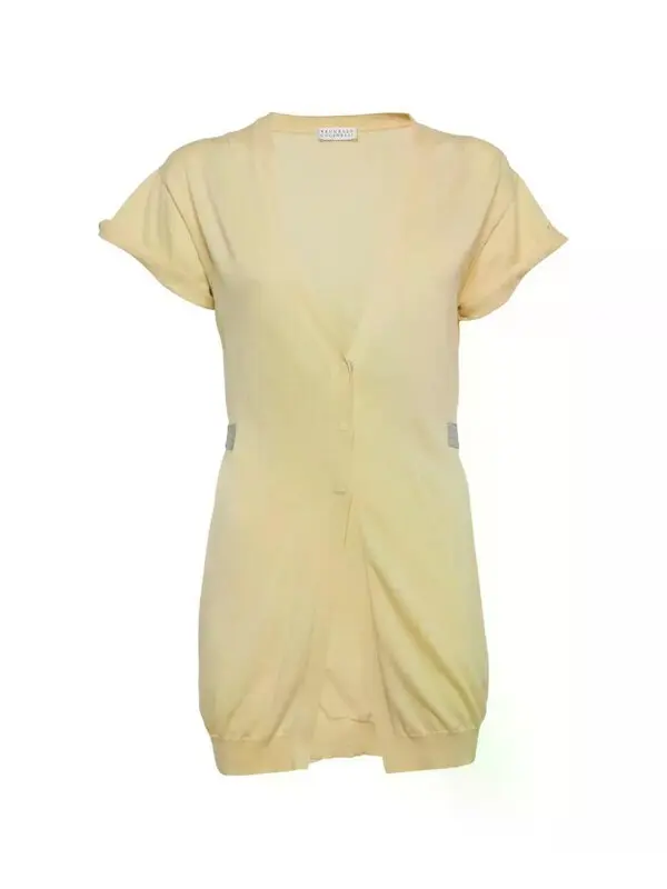 Brunello Cucinelli Cream Cotton V-neck Short-sleeve Cardigan - Neutrals