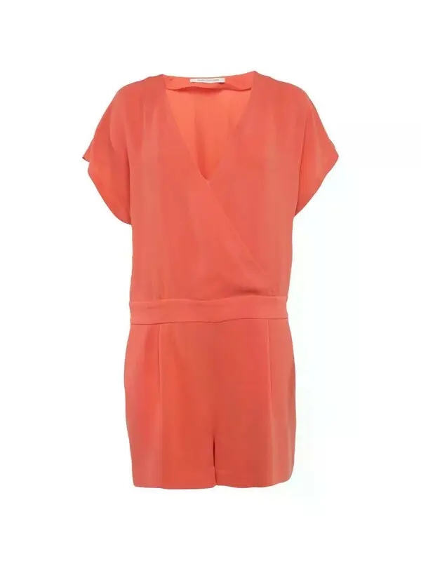 Diane Von Furstenberg Crepe V-neck Wrap Playsuit - Orange