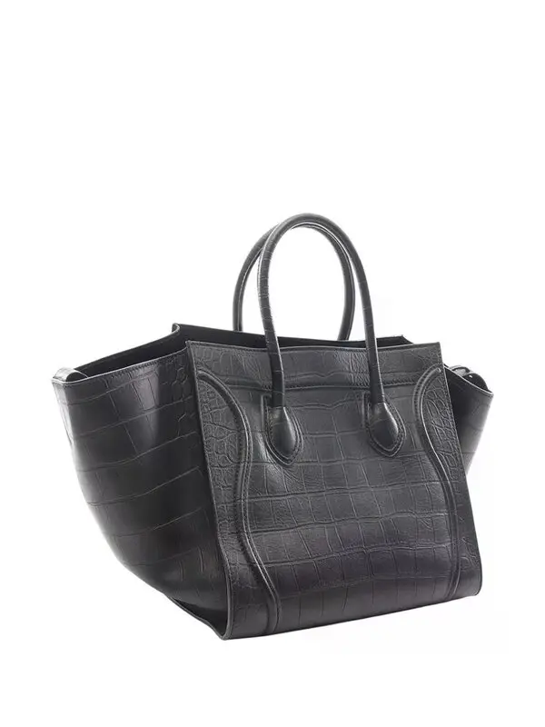 Celine Crocodile-embossed Leather Phantom Luggage Tote Bag - Black