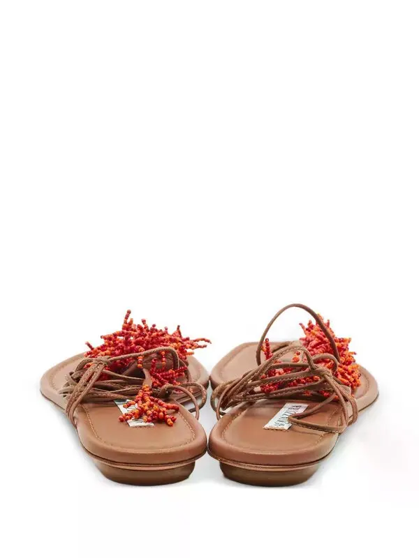 AQUAZZURA Panarea Beaded Leather Sandals