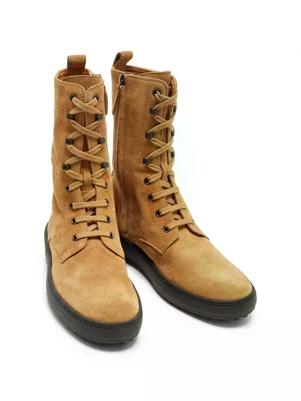 TOD'S Gommino Lace-up Suede Ankle Boots - Neutrals