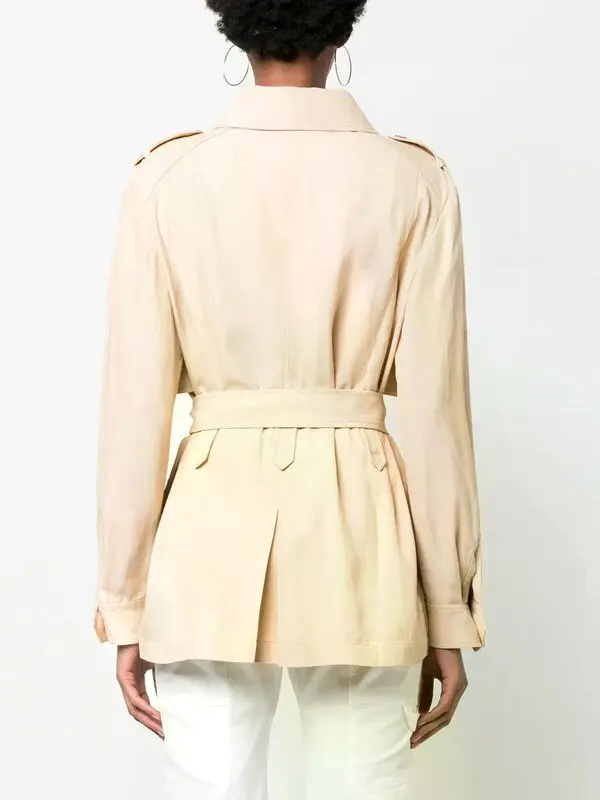 Alberta Ferretti Beige Linen Blend Belted Jacket