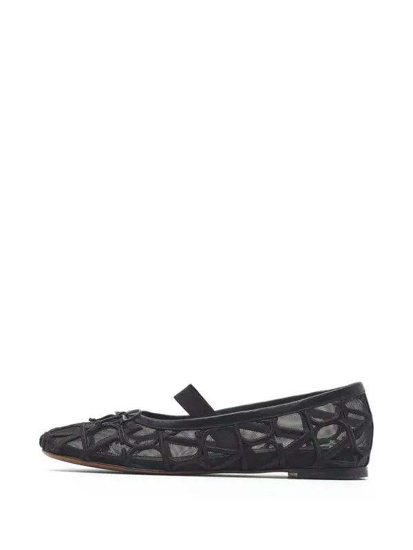 Valentino Garavani Toile Iconographe Leather Ballet Flats - Black